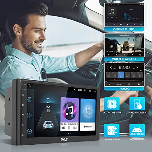 Pyle Double DIN Car Stereo Receiver-Multimedia Player-(GPS/WiFi/Cam) Double DIN 7inch HD 1080p Touch Screen Display in-Built Bluetooth Car Radio Audio Receiver with Dual USB Support Android & iOS