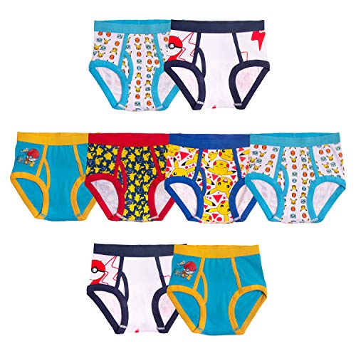 Exclusive 8-Pack 100% Combed Cotton Briefs With Pikachu, Evee, Squirtle, Jigglypuff and More in Sizes 4, 6 & 8