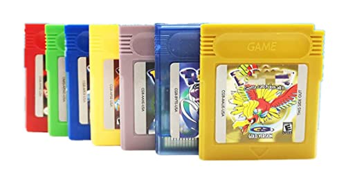 GB GBC Game Cassette for Pokemon 7 Colors,Compatible Nintendo GBC game console-USA (GOLD)