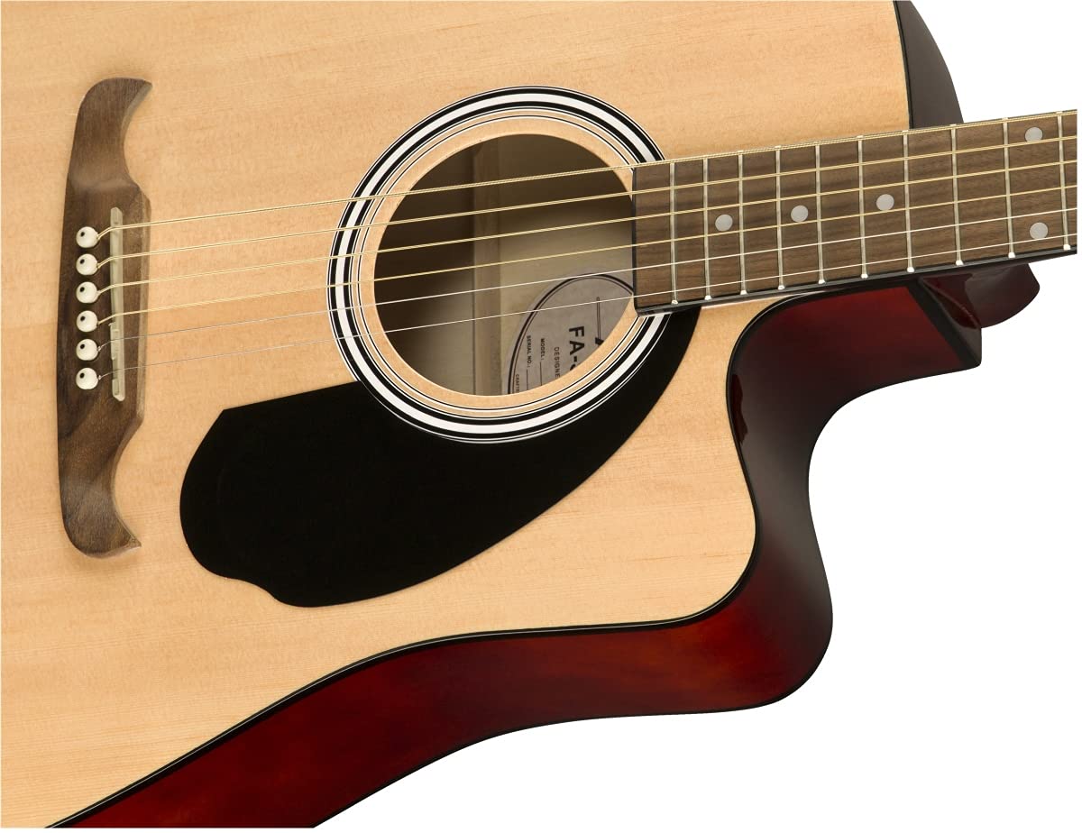 Fender FA-125CE Single-Cutaway Walnut Fingerboard 6-String Natural Acoustic Guitar (Right-Handed, Natural)