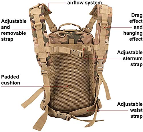 FieldTEQ 72HR Backpack - Small Military Style Tactical and Survival Rucksack - for Camping, Hunting, Hiking, Bug Out Bag - 9 x 11 x 17 in - 30 Liters Black