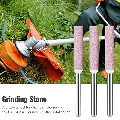 PRECIHW 10 Pack Chainsaw Sharpener Stone, Burr Grinding Stone File, Polishing Grinding Tool Grinding Bits for Chainsaw Sharpener, Pink, 3/16 Inch/ 4.8 mm