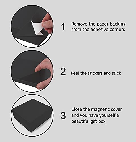Purple Q Crafts SMALL Black Hard Gift Box With Magnetic Closure Lid 4" x 4" x 1.6" Square Favor Boxes With black Glossy Finish (Black 10 Boxes)