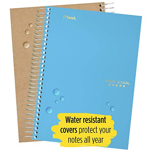 Five Star Spiral Notebook, 5 Subject, College Ruled Paper, 180 Sheets, Small, 9-1/2" x 6", Teal (06184AA4)