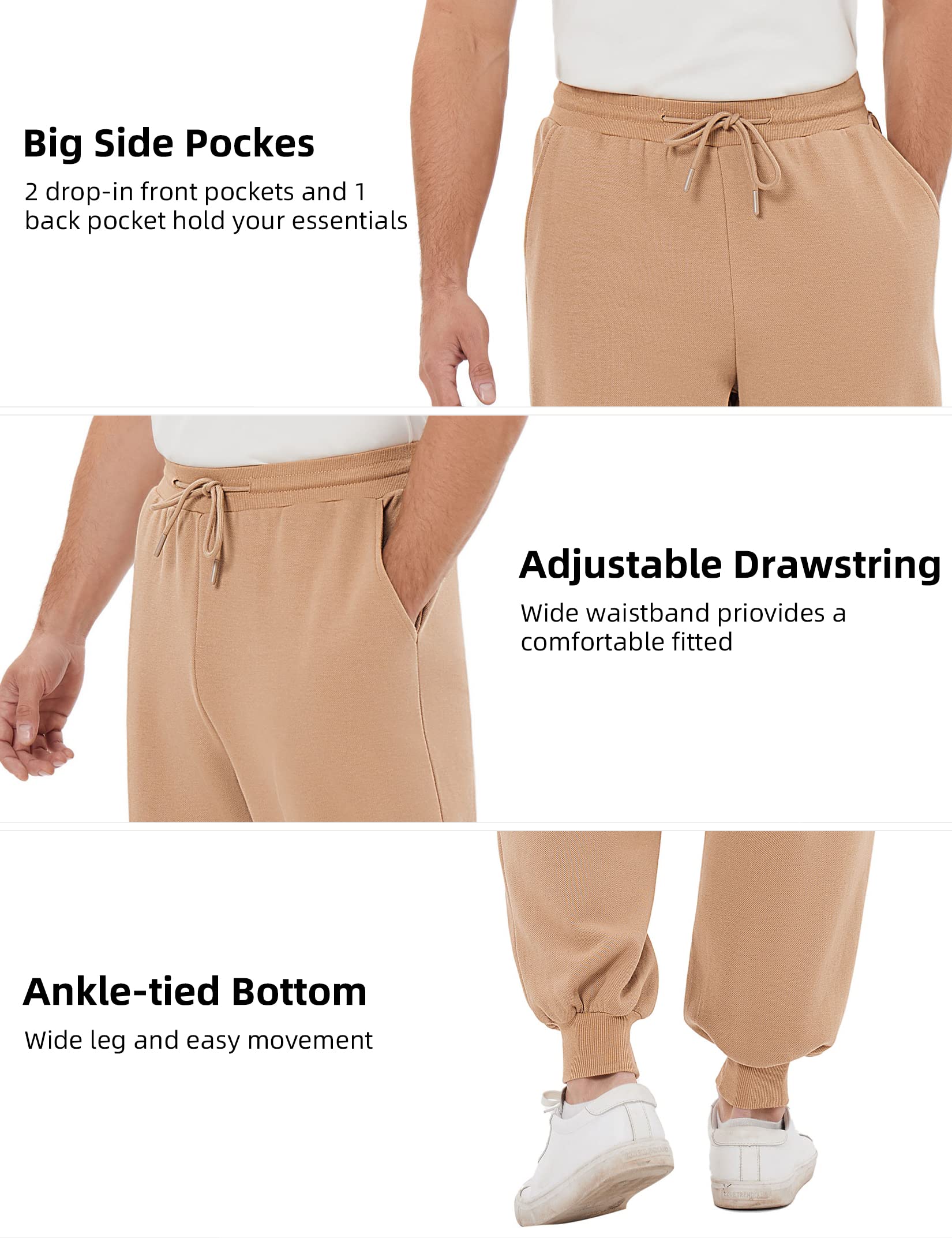 GymSmart Men's Baggy Athletic Joggers Pant with Pockets Lightweight Sweatpants for Men Jogging Gravel