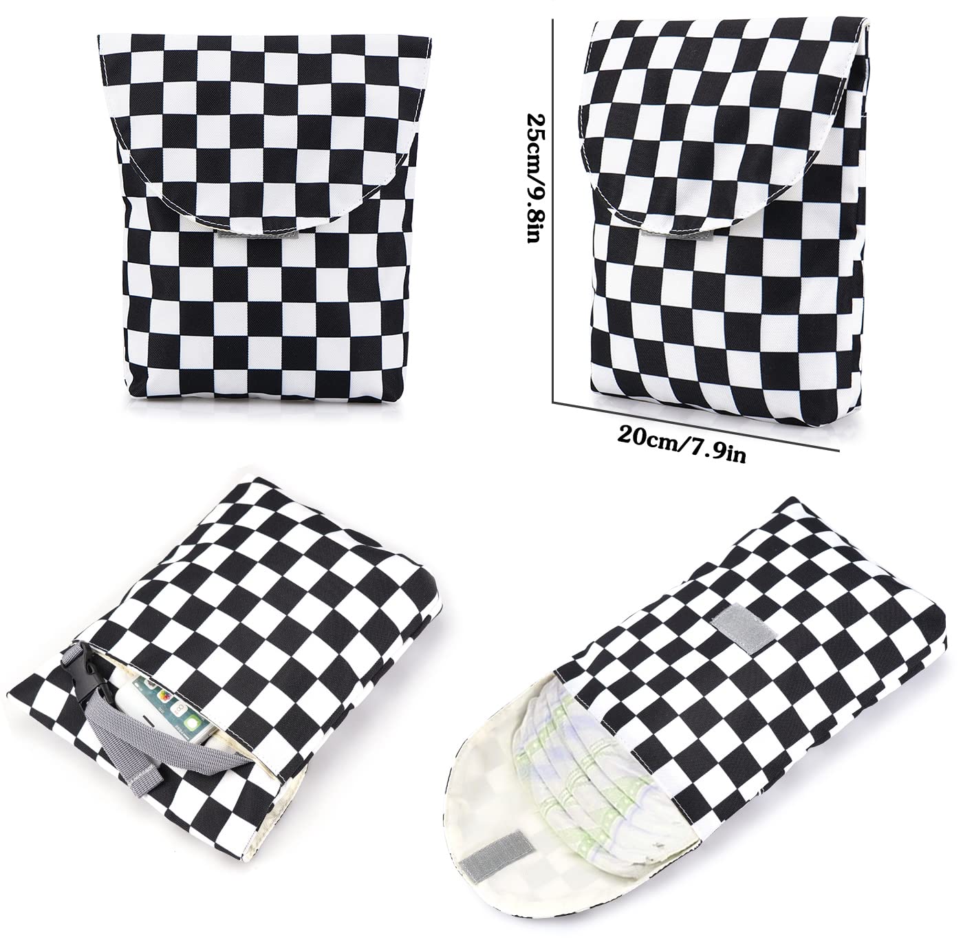 MCWTH Checkered Sunflower Diaper Bag Backpack Set for Baby Girls Mom, Large Capacity Multi-Function Nappy Bags Organizer
