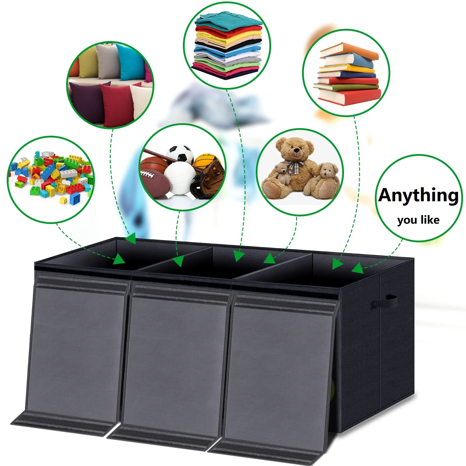 HOMEMARVEL Toy Box for Boys, Black Dinosaur and Horse Pattern