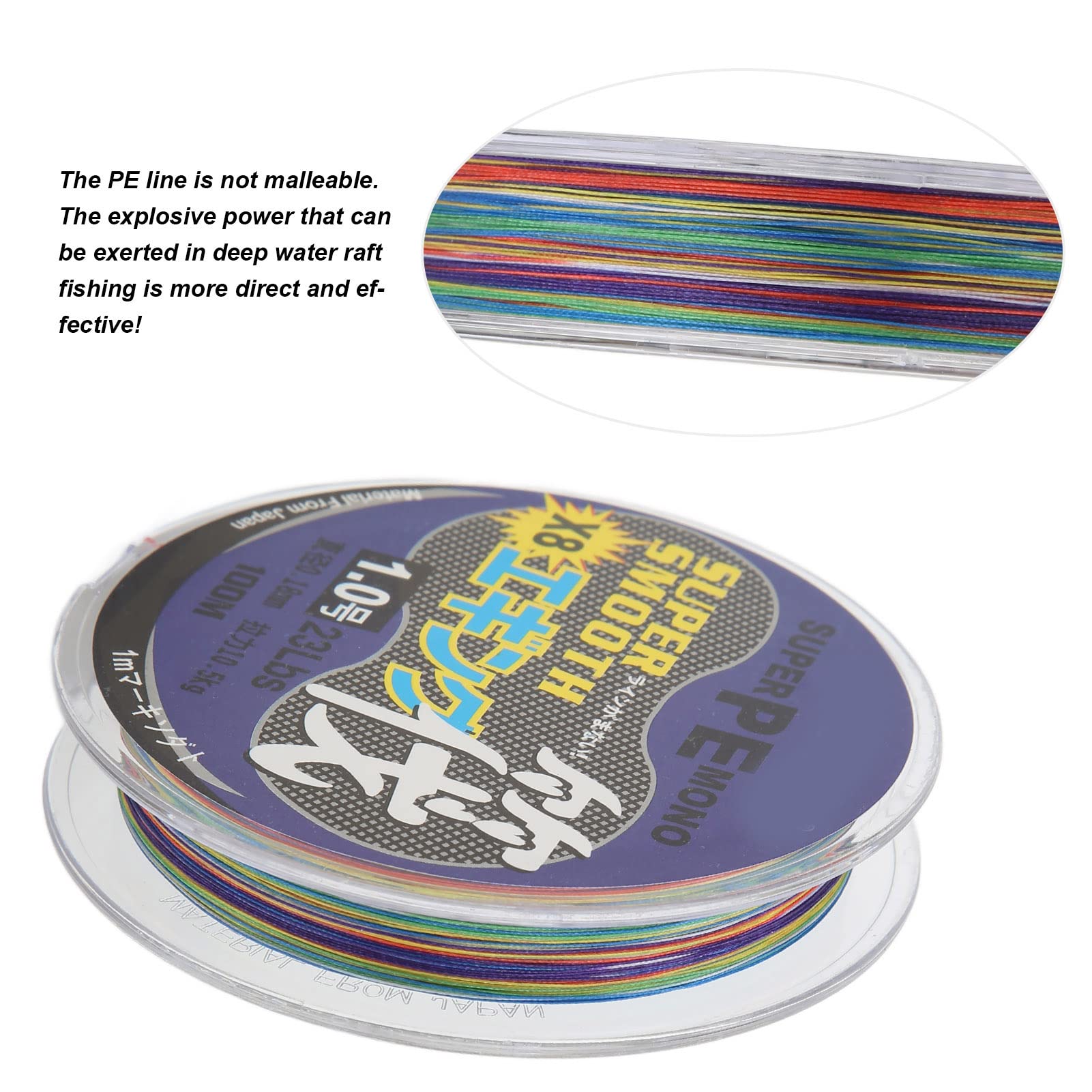 Fishing Line, 1 Meter 1 Color Bite Resistant PE Fishing Lines Soft for Large Reservoirs(1.0)