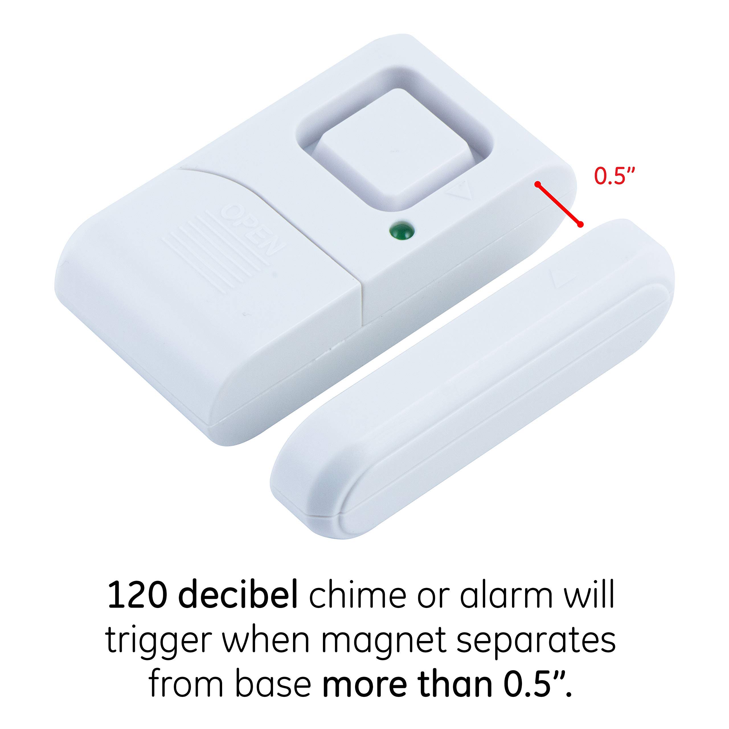 GE Personal Security Window and Door Alarm, 4 Pack, DIY Protection, Burglar Alert, Wireless Chime/Alarm, Easy Installation, Home Security, Ideal for Home, Garage, Apartment and More,White, 45174