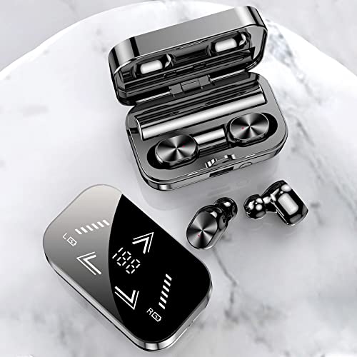 Nsxcdh Bluetooth 5.2 Earbuds, Wireless Headphones with Digital Power Display & Touch-Control, Noise Cancelling in Ear Headset, IPX5 Waterproof for Sports Working(Black)