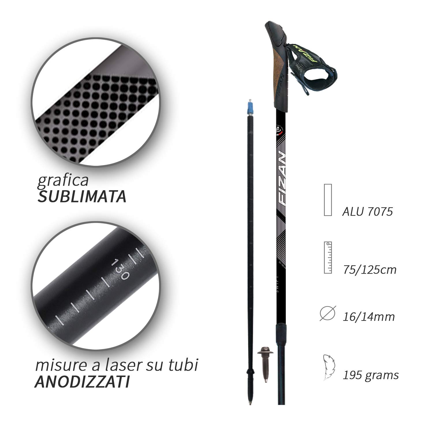 Fizan Model Speed, Swift Ultralight Adjustable Aluminium Nordic Walking Poles, Blue, Adult Unisex, One Size (Blue)