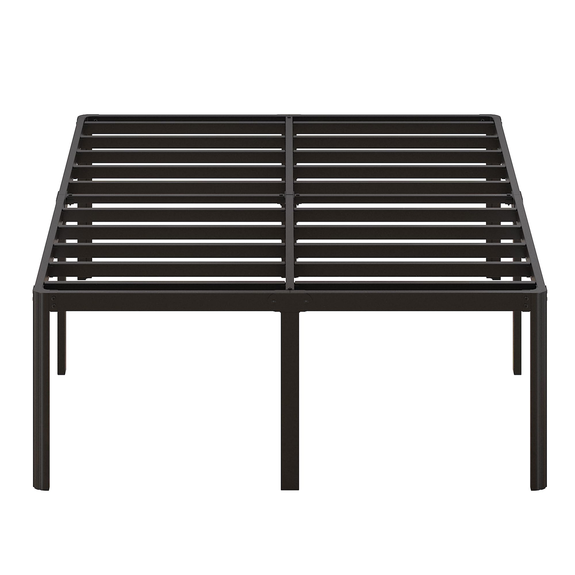 Likelalaso 24 Inch High Queen Bed Frame with Rounded Corner, Heavy Duty Metal Bed Frame Queen Size Under-Bed Storage Space, No Box Spring Needed, Noise Free, Easy Assembly, Black