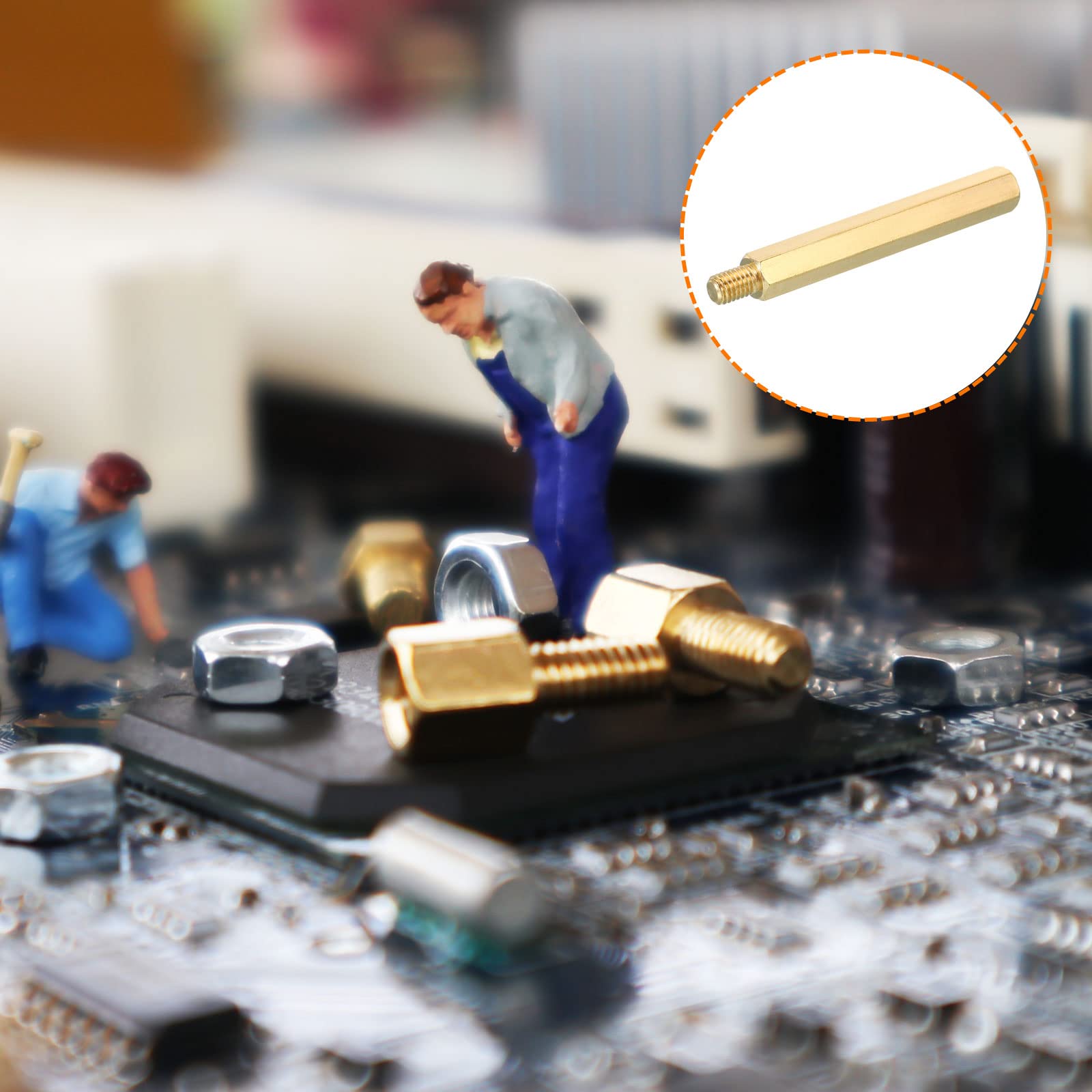 PATIKIL M2 M2.5 M3 M4 M5 Standoff Screws 50 Pack Brass Hex Motherboard Spacers for Motherboards, Computer Cases, Circuit Boards, Electronics, Gold Tone