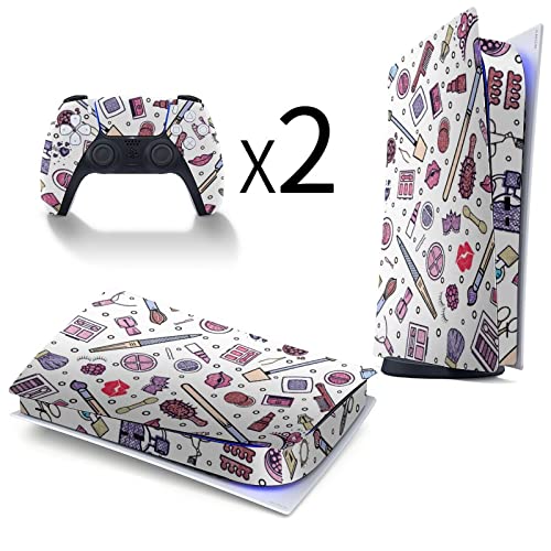 Make Up Pattern Full Protective Skin Cover Design Wrap Decal Sticker Compatible with PS5 Digital Edition Console and Controller
