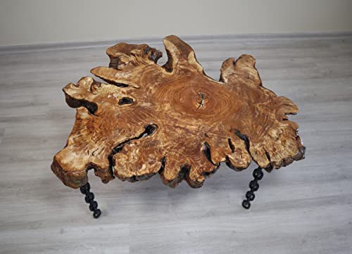 Live Edge Olive Tree Root Amazing Naturally Form Wood Slab, Big Coffee Table 79X 77 cm (Handmade)