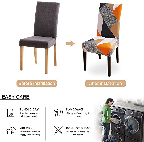 Printed Elastic Stretch Chair Cover Spandex Dinning Room Kitchen Chair Slipcovers Protector for Wedding Banquet Party E23 4 pcs