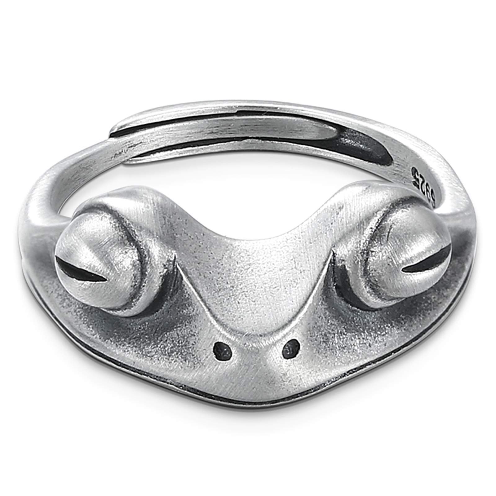GAGAFEEL S925 Sterling Silver Frog Open Rings for Women Girl Adjustable Vintage Statement Ring Xmas Birthday Party Jewelry Gift (S925 Frog Ring)