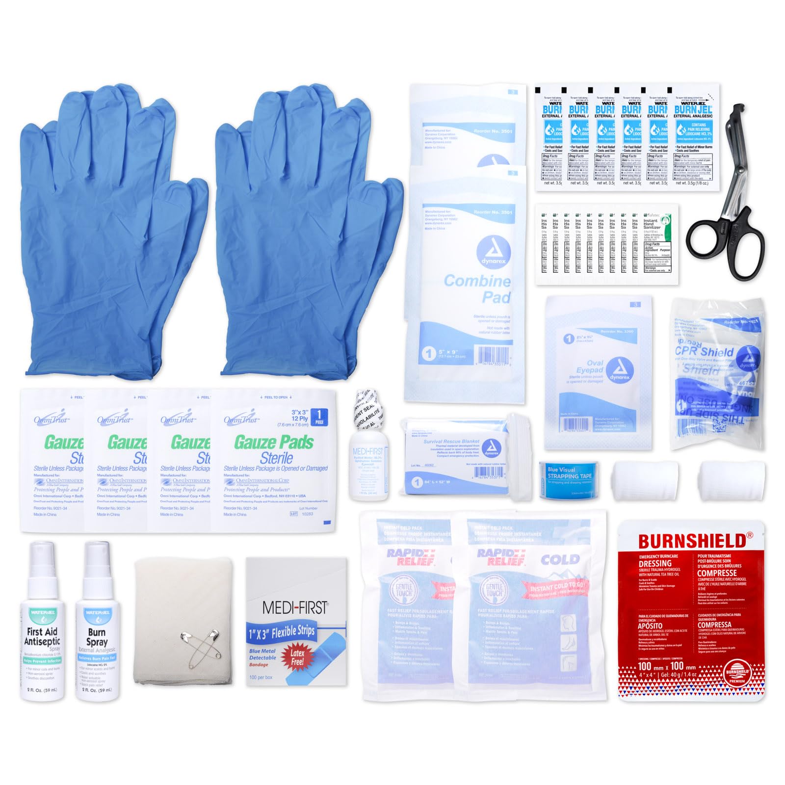 MFASCO Class B Restaurant First Aid Kit - OSHA Compliant - Emergency Plastic Box - Rubber Sealed - Includes Blue Bandages and Burn Care Supplies - Essentials for Work or Restaurant - 139 Pieces