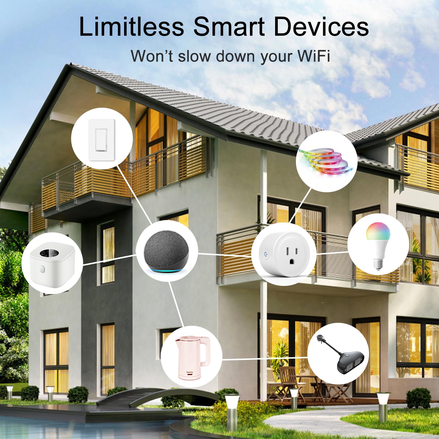 ExIoTy Smart Plug, Works with Alexa Only, Simple Setup with One Voice Command, Voice Control, Remote Control, Timer & Schedule & Group Controller, Bluetooth Mesh Outlet, Alexa Echo Required (4 Pack)