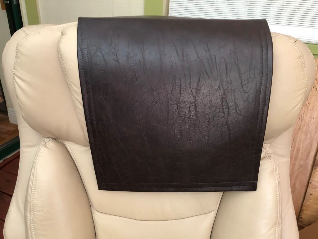 Living Room Furniture Headrest Cover Protector, SF-Chocolate Marine Vinyl Upholstery, size 14x30" for Gift for Dad, Rv Chair, Media Room Seat