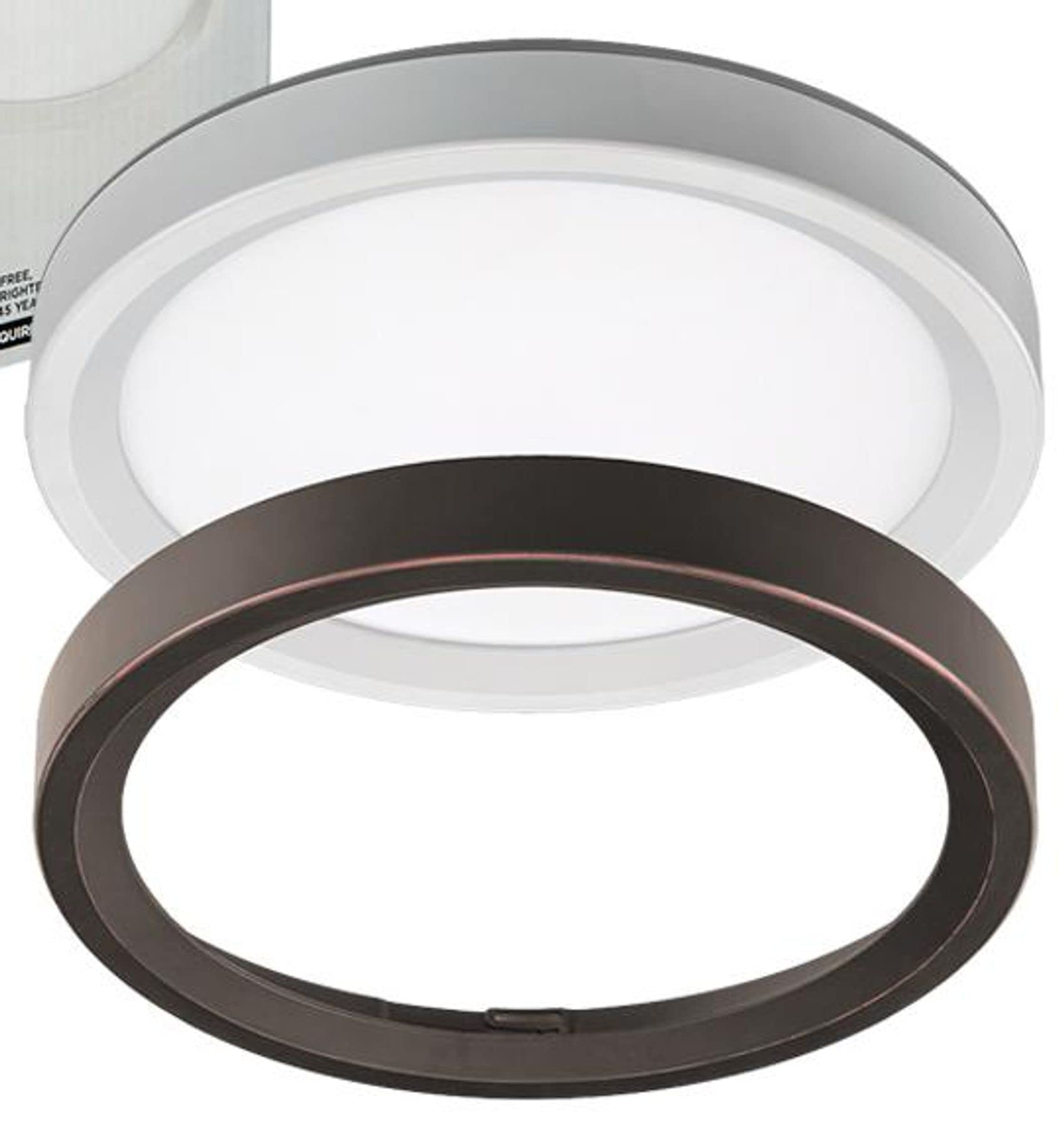 Hampton Bay Lighting 9 inch Color Selectable LED Flush Mount w/ Night Light Feature Optional White and Oil Rubbed Bronze Trim Rings (56582112)