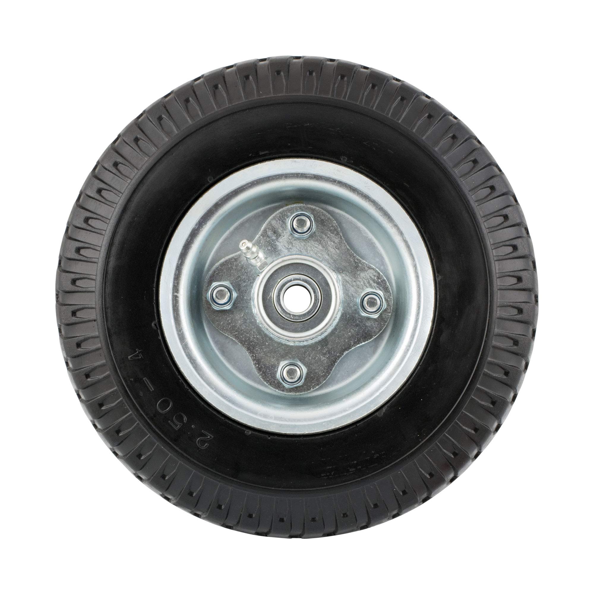 Marathon 2.80/2.50-4" Narrow Width Flat Free Hand Truck / Utility Cart Tire on Wheel, 3"Centered Hub, 1/2" Bearings
