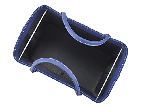MSR Imports Chic Faux Leather File Organizer Tote Bag with Carrying Handles - Navy Blue