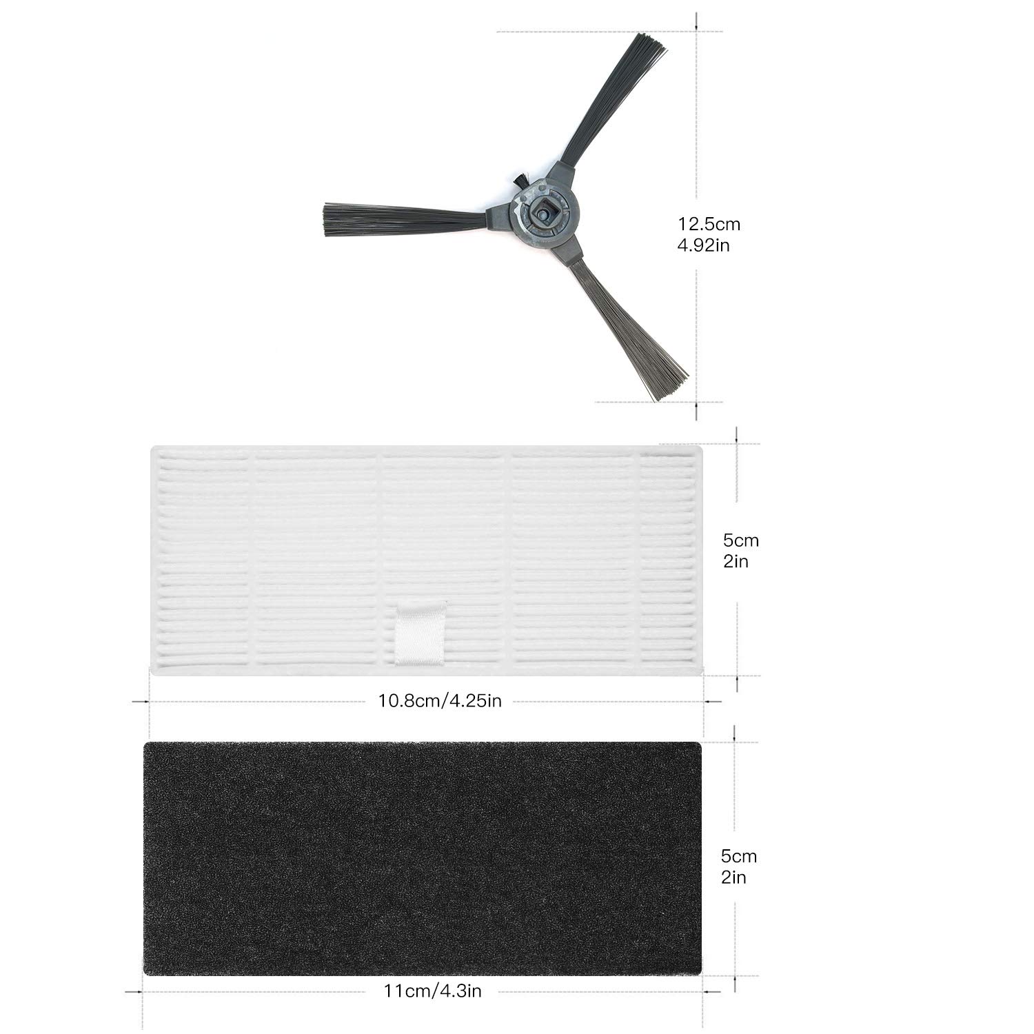 Filter and Side Brush Replacement Kit for R3500 R3500S iMartine D900C C800 C900 R3500A Robot Vacuum Cleaner, Vacuum Replaces Part Replenishment Brush Filter Accessories