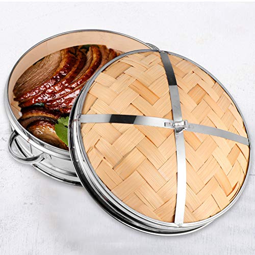 YARDWE 1 Set Stainless Steel Food Steamer Bamboo Steamer Kitchen Steamer with Lid Basket Egg Steamer Rack Metal Egg Steam Rack for Home Restaurant Kitchen 30cm