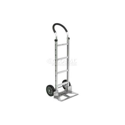 Global Industrial Aluminum Hand Truck Curved Handle, Mold-On Rubber Wheels