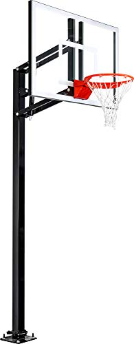 Goalsetter Elite Plus 54β Tempered Glass Backboard In-Ground Basketball Hoop - HD Breakaway Rim, Black (TS44154G3)