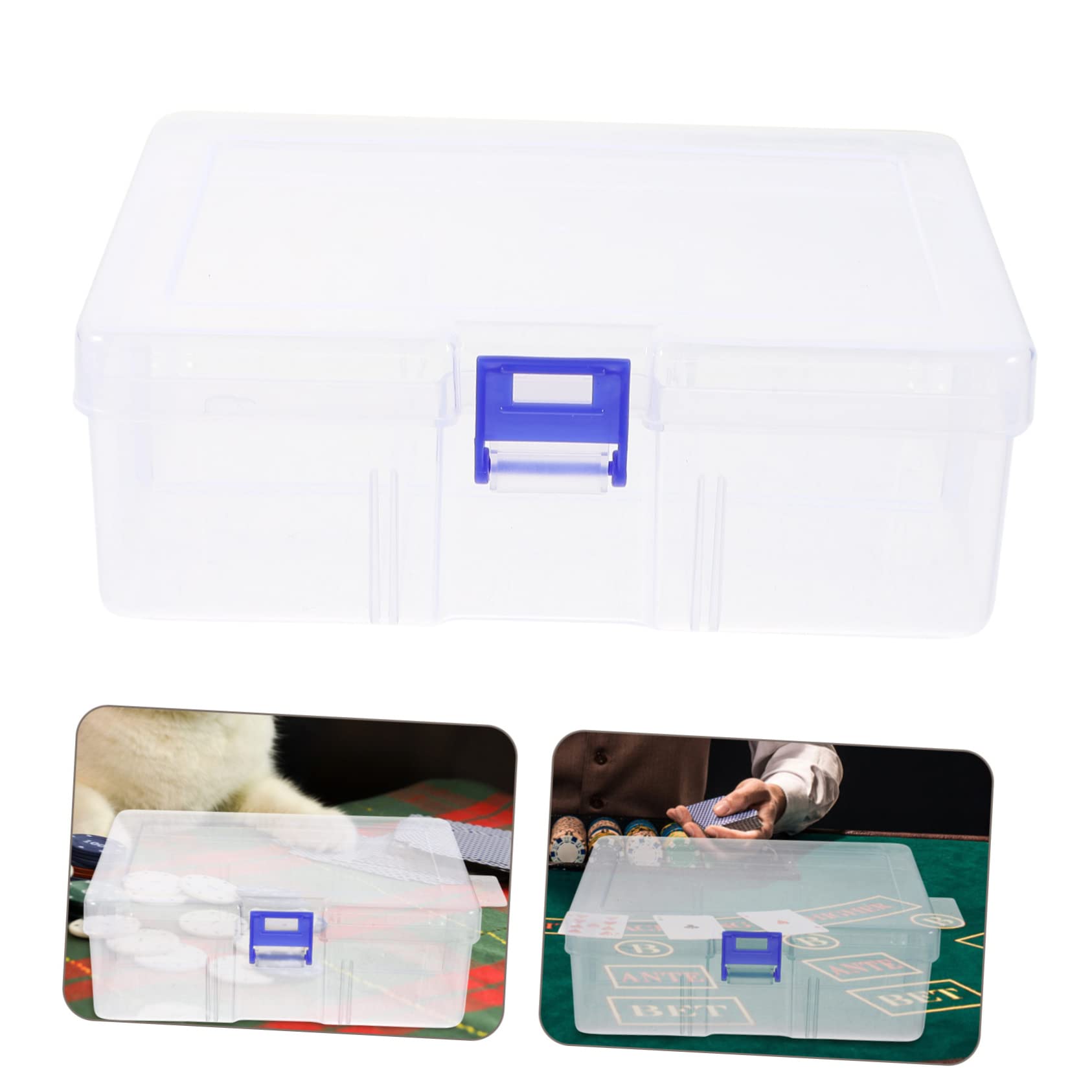 INOOMP Transparent for Storage Multi-use Clear Play Game Case Card Chips Large Chip Table Cards Organizer Organizers Carrier Capacity Container Outdoor Casino Accessory Poker Plastic