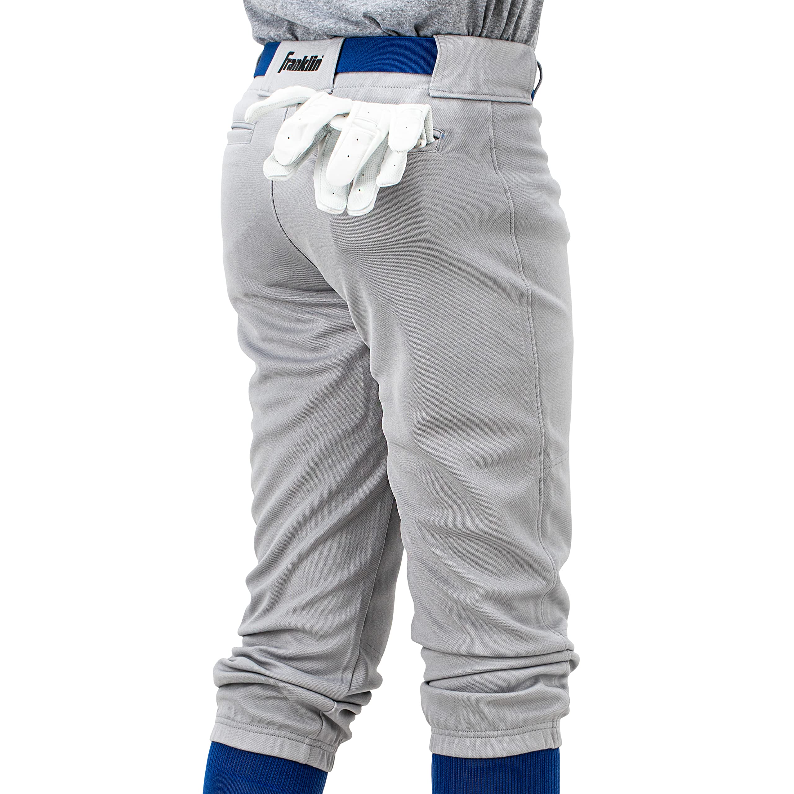 Franklin Sports Youth Baseball Knicker Style + Knee High Softball Pants for Kids - Boys + Girls with Belt Loop - Grey - Youth Small
