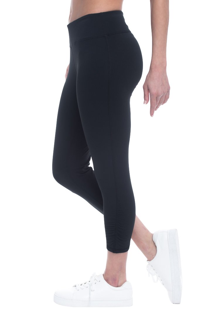 Gaiam Women's Capri Yoga Pants - Performance Spandex Compression Legging - Black Tap Shoe, X-Small
