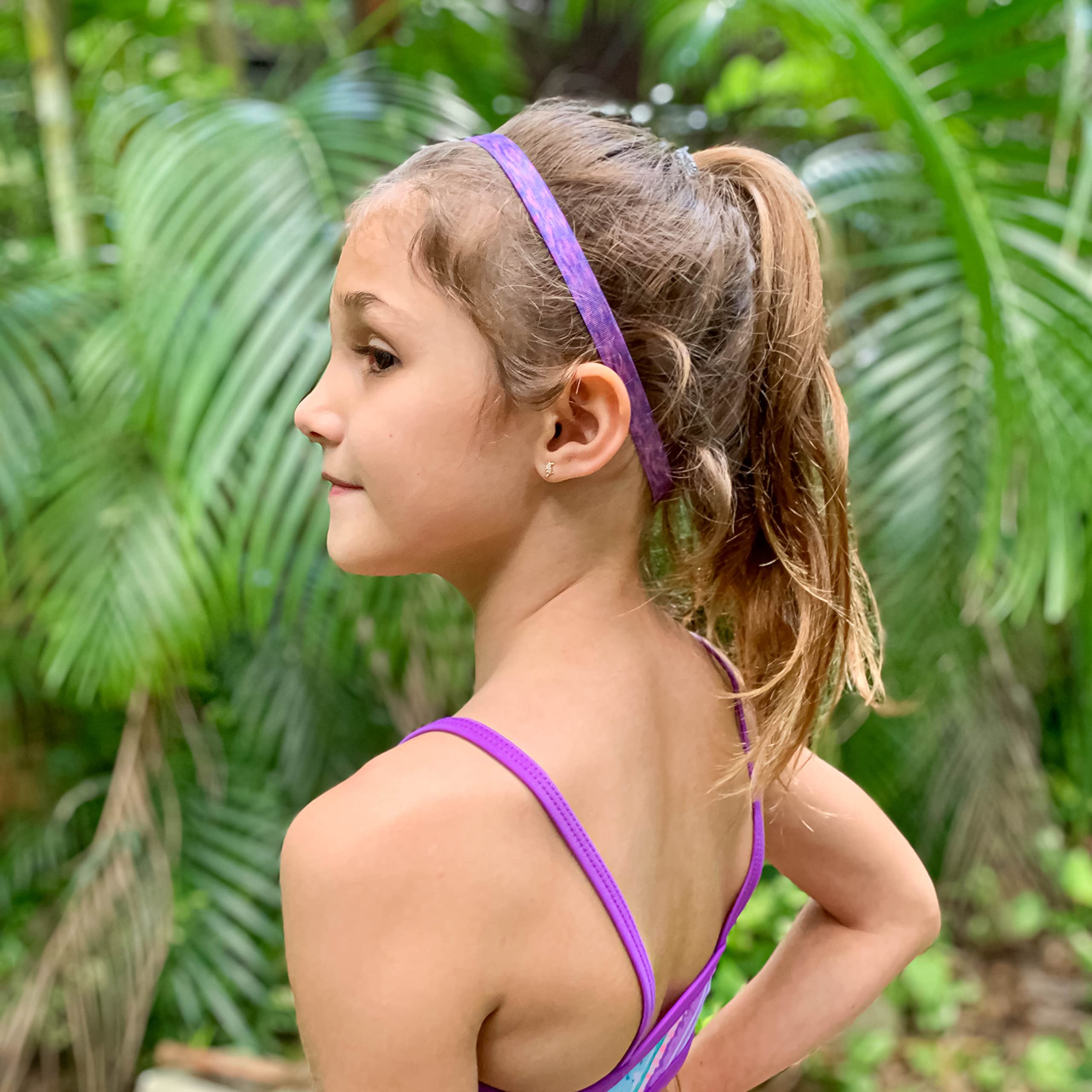 FROG SAC 5 Sports Headbands for Girls (Space Tie Dye)