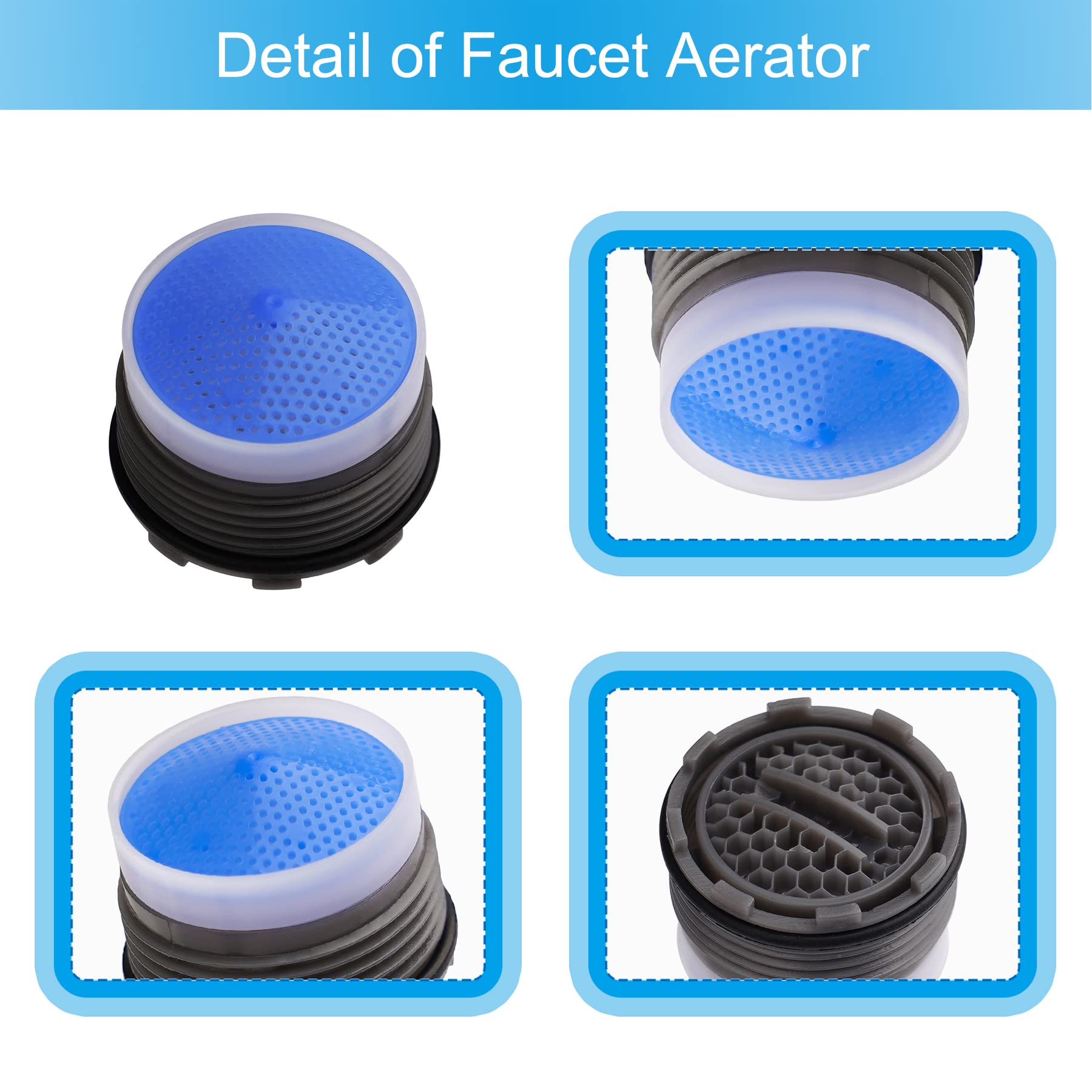 iFealClear 12 Pcs Faucet Cache Aerators with 6 Pcs Removal Wrench Tool, Water Saving Flow Restrictor Replacement Part, for Bathroom or Kitchen Sink, M16.5 18.5 21.5 24 mm Tap Aerators Flow Restrictor