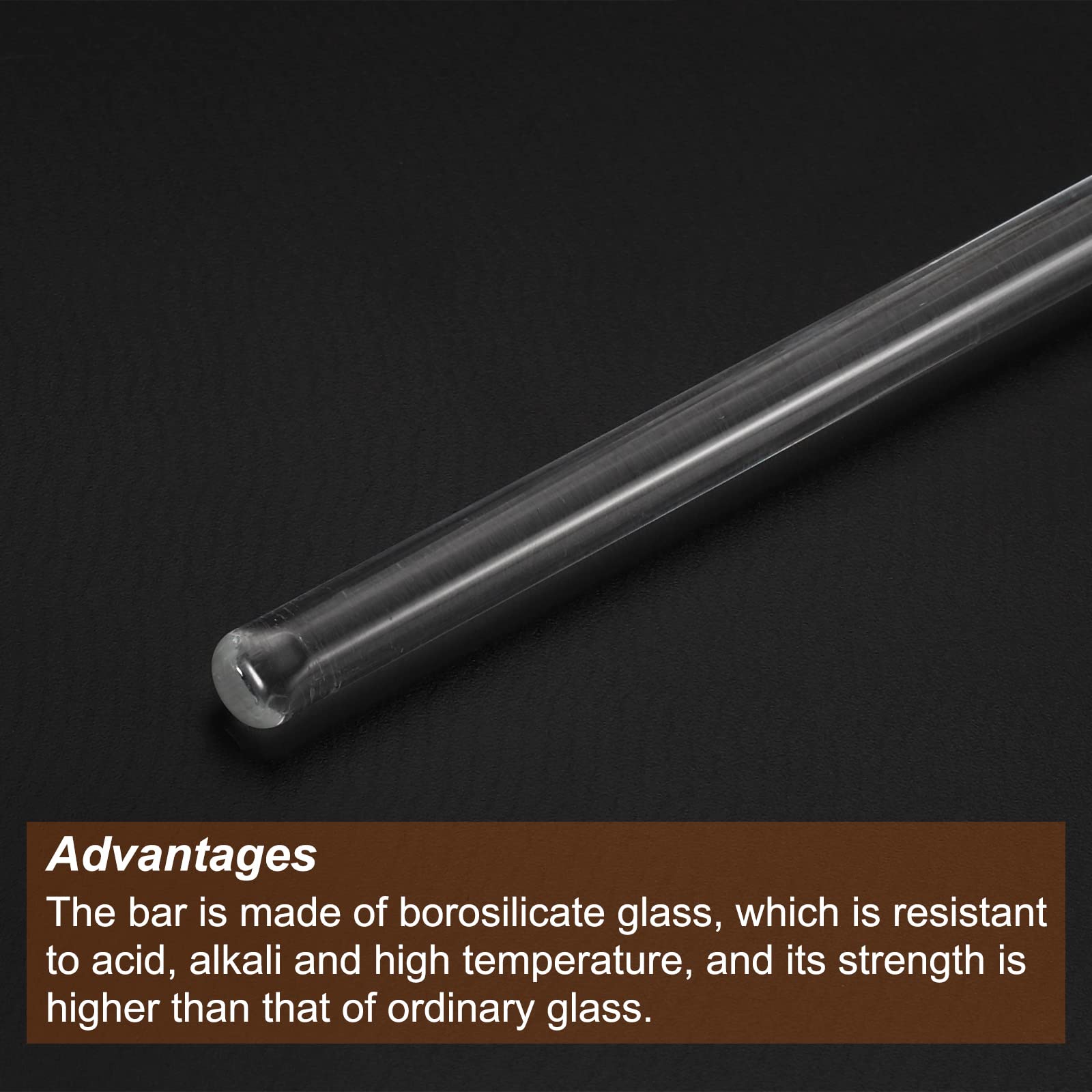 MECCANIXITY 3.3 Borosilicate Glass Stick 7.87" Length 8mm Dia Stir Rod Mixing Tools with Both Ends Round for Lab Kitchen Science 6Pcs