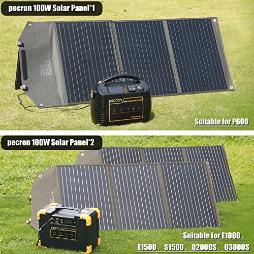 Pecron 36 Volts Portable Solar Panel,100W Solar Panel*2 in Series,High Efficiency Off-Grid Emergency Power Supply for RV Camping Travel Outdoor Backup,USB Outputs for E1000 E1500 Q2000S Q3000S