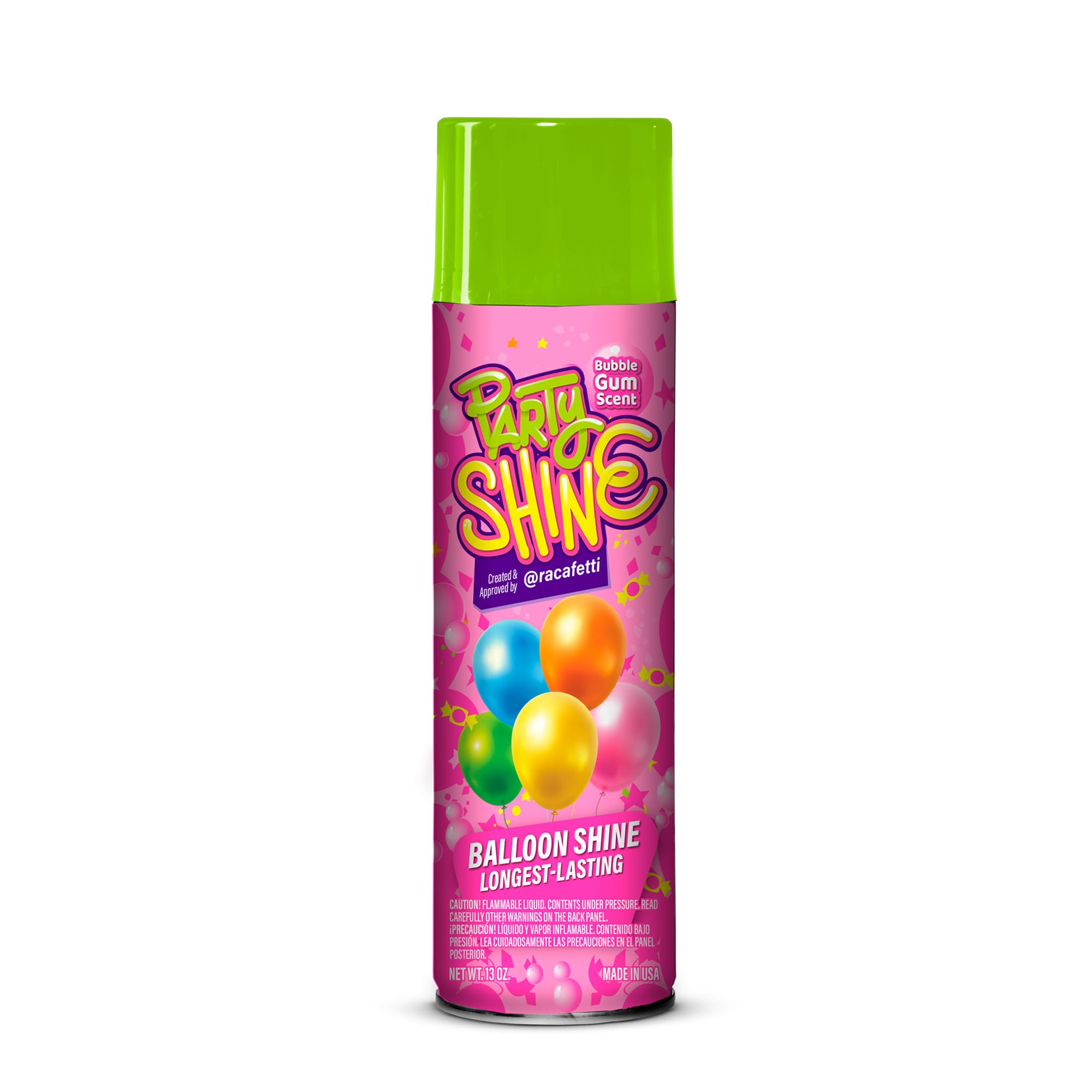 Party Shine Bubble Gum Balloon Shine Spray, Silicone Spray for Latex Balloons, Sweet Bubble Gum Scent, Waterproof, Non-Slip Formula, Balloon Spray Shine Perfect for Party Decorations, 13oz (1 Pack)