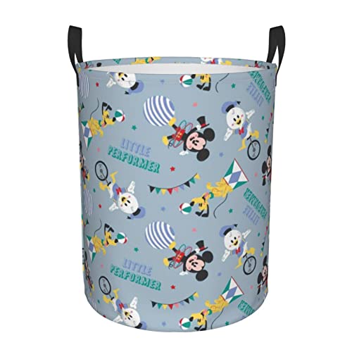 Ybovejuk Cute Large Laundry Basket fit Cartoon Character H4 Durable Waterproof Portable with Handle for Bedroom Room collapsible baskets Round Dirty Storage Clothes Circular hampers - M Black 4