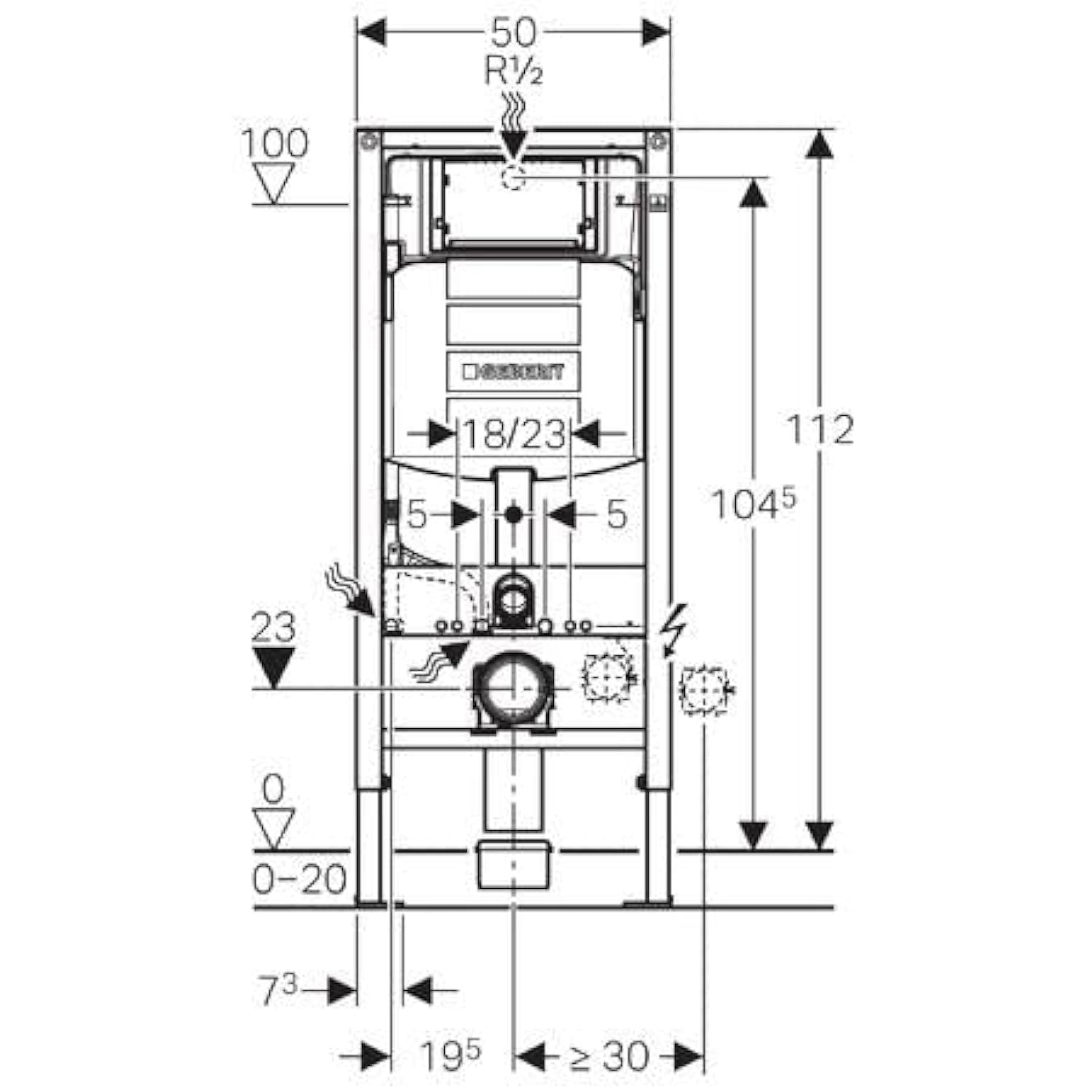Geberit Duofix 111.374.00.5聽Mounting Bracket with Sigma Cistern UP320) 12聽cm Height 112聽cm