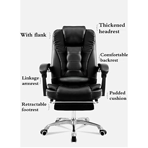 Office Chair Multifunction Office Computer Chair Swivel Reclining Boss Chair Household Study Room (Color : Black, Size : One Size)