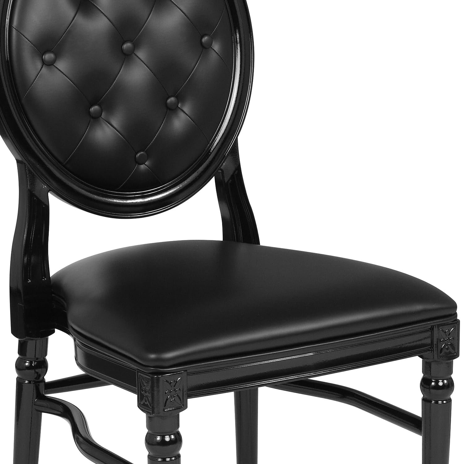 Flash Furniture HERCULES Series 900 lb. Capacity King Louis Chair with Transparent Back, Black Vinyl Seat and Black Frame