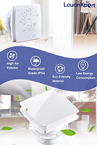 LouanXpert 4 Inch Exhaust Fan, 76CFM Bathroom Wall Exhaust Fan, Kitchen Exhaust Fan with Anti-backflow Check Valve, 3.3Ft US Cord for Kitchen, Greenhouse, Garage
