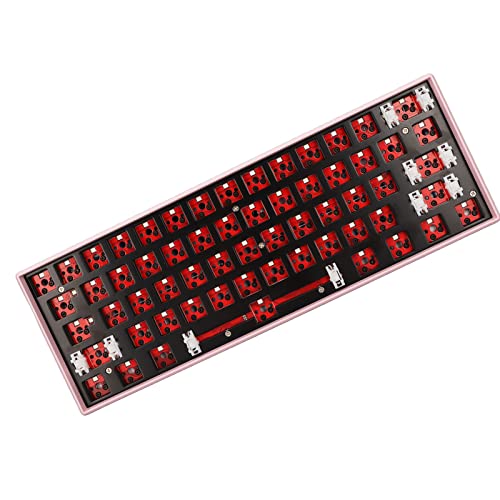 Naroote Modular Mechanical Gaming Keyboard, Wide Compatibility 61 Keys Mechanical Keyboard DIY Kit with ABS Shell RGB (Pink)