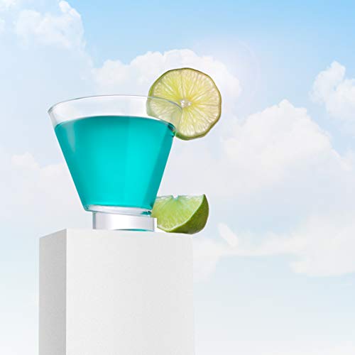 JoyJolt Aqua Vitae Martini Glass Set of 2. Crystal Glassware, Round Drinking Glasses with Off Set Base. Stemless Cocktail Glasses and Dessert Glasses. Unique Christmas Gifts