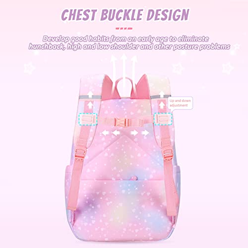 Muizary Rainbow Backpack for Girls with Cute Hanging decorations Student 18 IN Laptop Backpacks Teenager BookBag - Gradient Blue