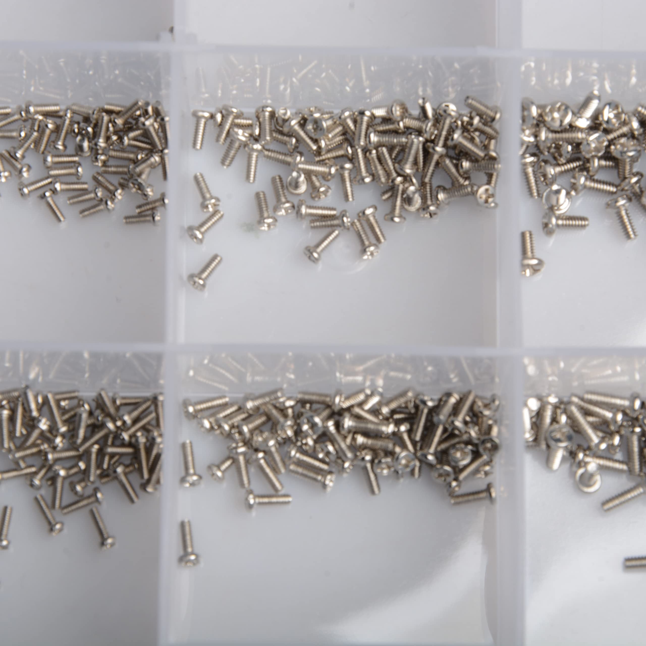 HOTMMGR 800pcs Tiny M1/M1.2/M1.4/M1.6/M1.7 Nickel-Plated Steel Screws Phillips Pan Head Assortments Kit for Eyeglasses Decoration Electrical Industrial Products