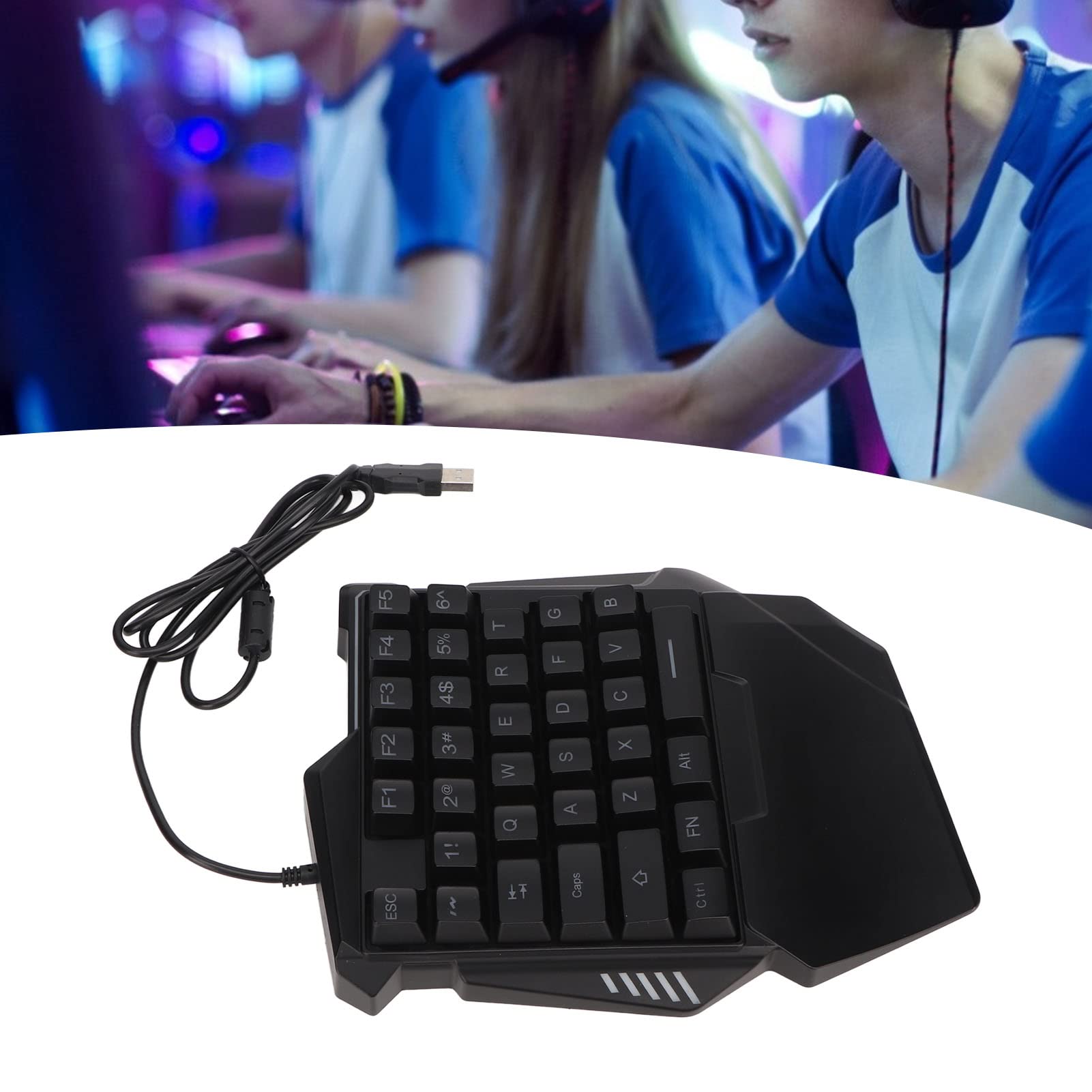 Naroote One Handed Gaming Keyboard, RGB Gaming Keyboard 35 Keys ABS Material Silent for PC