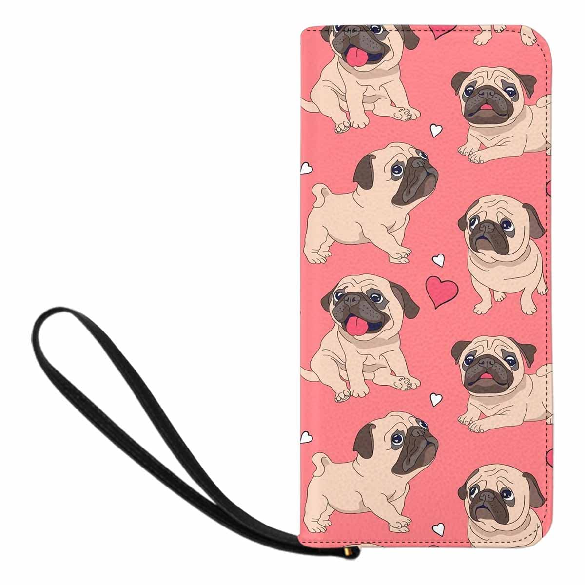 InterestPrint Bifold Wallet with Coin Pocket, Printed Leather Purse Funny Cartoon Pug Puppy